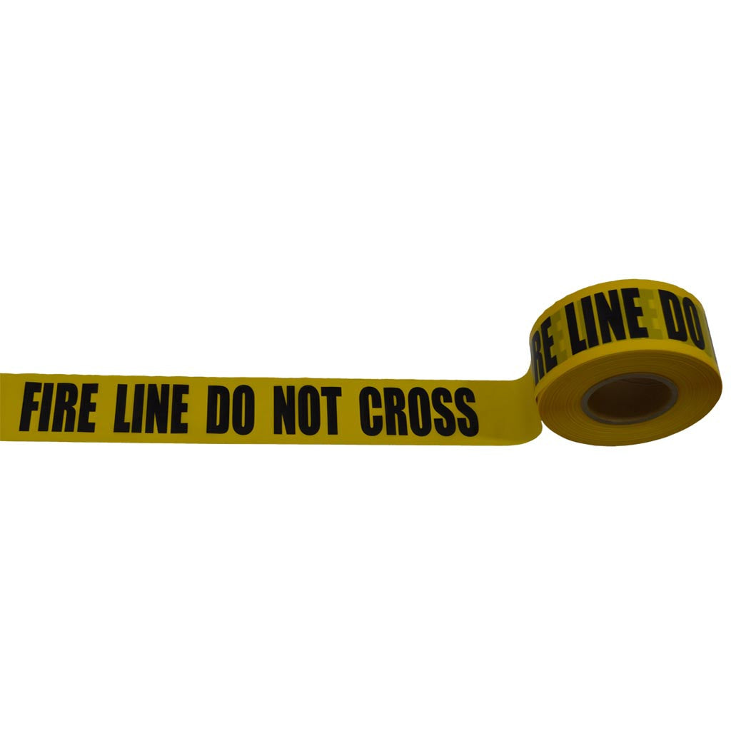 Barricade Tape 2 mil 3" x 1000ft, yellow/black printing, FIRE LINE DO ...